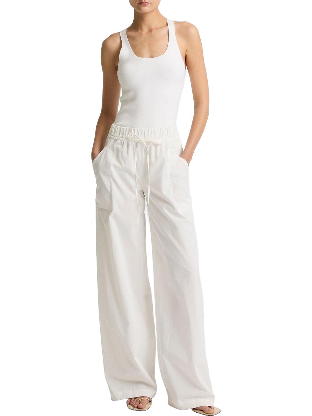 VINCE Vince Cotton Double-Waist Drawstring Wide-Leg Pants